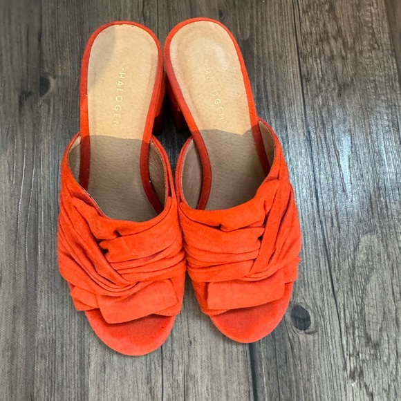 Halogen | Shoes | Halogen Womens Bright Red Suede Mules | Poshmark